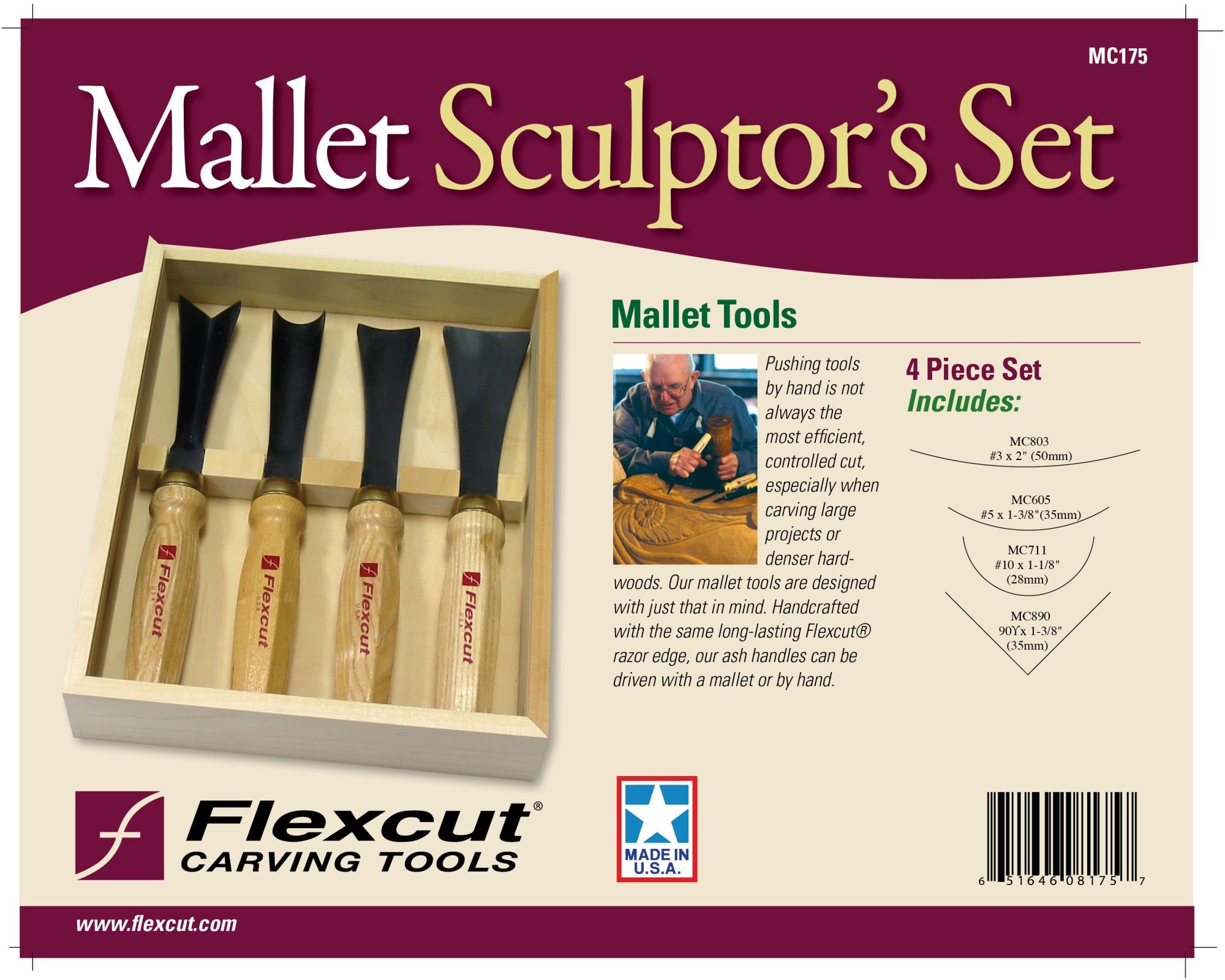 Flexcut 4 pc. Mallet Tool Sculptor's Set MC175 - Classic Hand Tools Limited