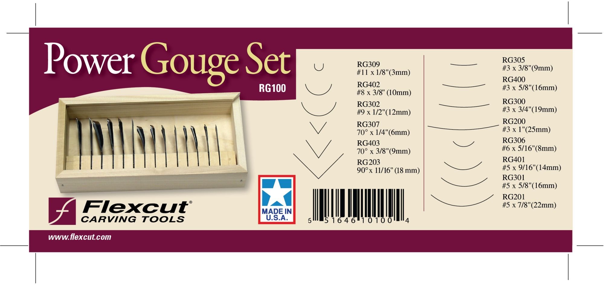 Flexcut 14 Piece Power Gouge Set RG100 - Classic Hand Tools Limited