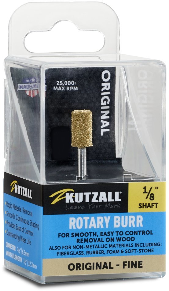 Kutzall 1/8'' Cylinder Burr - 1/4'' x 1/2'' - Classic Hand Tools Limited