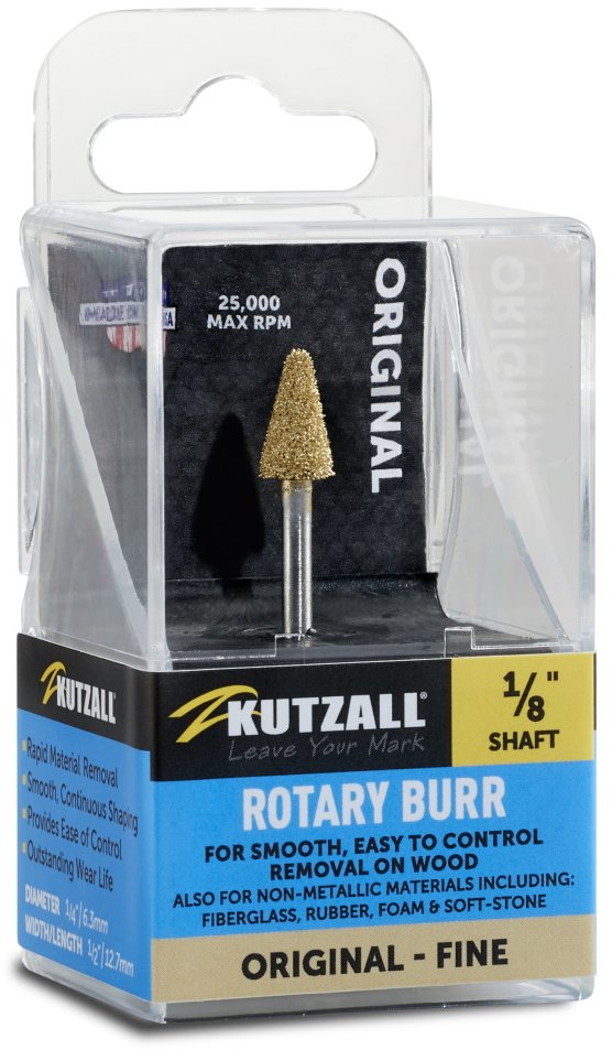 Kutzall 1/8'' Taper Burr - 1/4'' x 1/2'' - Classic Hand Tools Limited