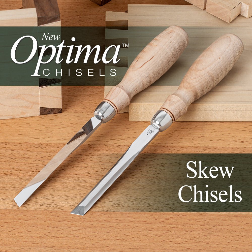 Blue Spruce Optima Skew Chisels - Curly Maple - Classic Hand Tools Limited