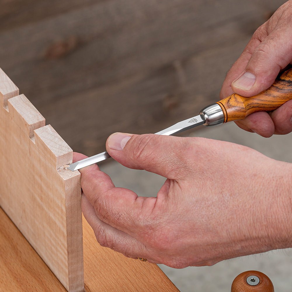 Blue Spruce Optima Skew Chisels - Curly Maple - Classic Hand Tools Limited