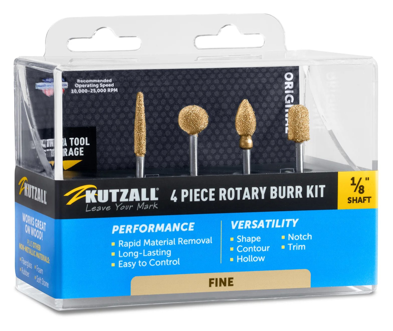 Kutzall 4 Piece Fine 1/8'' Burr Kit - Classic Hand Tools Limited